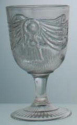 Pressed Glass; Lincoln Drape with Tassel Pattern, Goblet, 6 inch.
