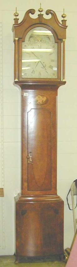 Tall Case Clock; Pennsylvania, Federal Style, Eby (Jacob), Tiger Maple, Reproduction, 99 inch.