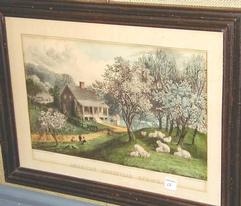 Currier & Ives; C0170, American Homestead Spring, 1869, 13 inch.
