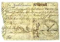 Colonial Note; South Carolina, 1775, 20 Pound.