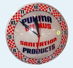 Advertising Clock; Purina Chows Sanitation Products, Double Bubble, 15 ...