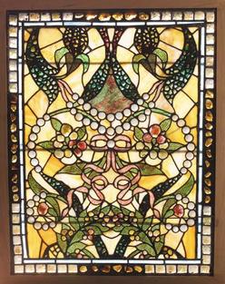 Stained Glass; Window, Opalescent Jewels & Chunk Glass, 37 inch.