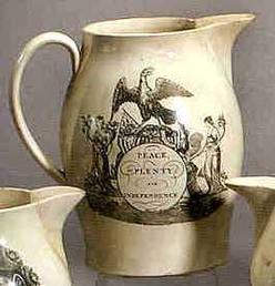 Creamware; Liverpool, Jug / Pitcher, Peace & Plenty, Sailing Ship, 10 inch.
