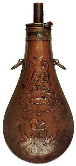 Powder Flask; Batty, Peace Flask, Eagle, Oval of Stars.