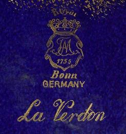 Mantel Clock; Ansonia, Royal Bonn, 'La Verdon', Royal Blue Floral, 14 inch.