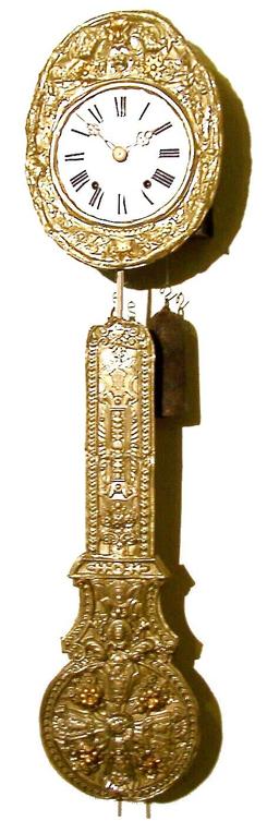 Wall Clock; French, Morbier, Prayer Repeat, 2 Weight, circa 1860.
