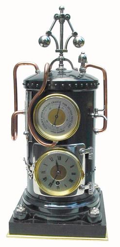 Industrial Clock; French, Vertical Steam Boiler, circa 1890, 14 inch.