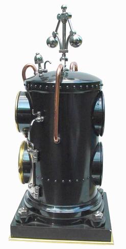 Industrial Clock; French, Vertical Steam Boiler, circa 1890, 14 inch.