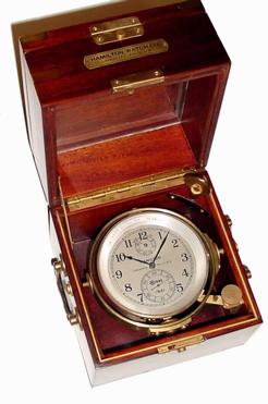 Ship's Clock; Hamilton Watch Co, Chronometer, Model 21 US Navy, 1941, Case.