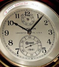Ship's Clock; Hamilton Watch Co, Chronometer, Model 21 US Navy, 1941, Case.