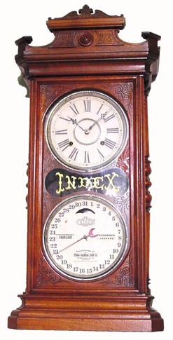 Calendar Clock; Ithaca, Index, circa 1885, 32 inch.