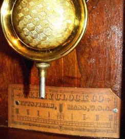 Shelf Clock; Terry Clock Co, 'Highland', Walnut, Gilt Pendulum.