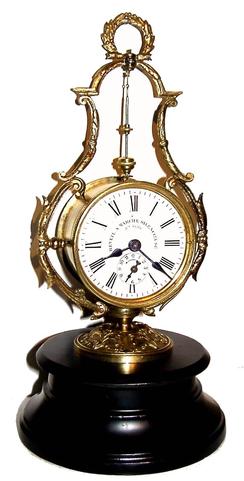 Alarm Clock; French, Farcot, Conical Pendulum, 10 inch.