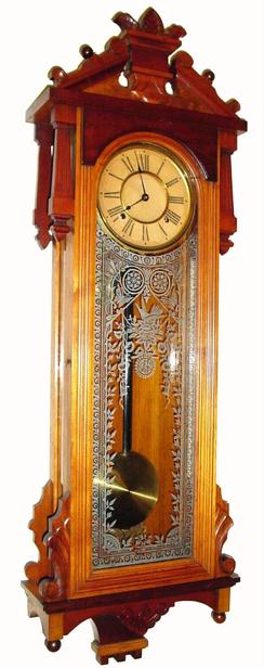Wall Clock; Ansonia, Prompt, Cherry & Walnut, circa 1901, 50 inch.