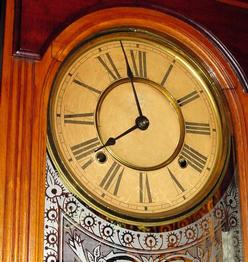 Wall Clock; Ansonia, Prompt, Cherry & Walnut, circa 1901, 50 inch.