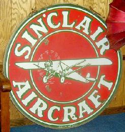 Gas Station; Sign, Sinclair Aircraft Oil, Porcelain, Round, 2-Sided, 48 ...