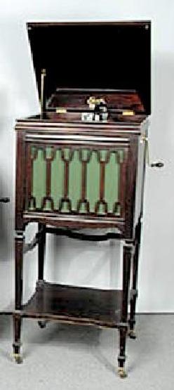 Phonograph; Edison, Diamond Disc Model A150, Mahogany, Open Shelf Stand ...