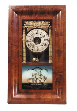Shelf Clock; Hills & Goodrich, Ogee, Mahogany, Gilt Columns & Crest ...