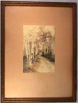 Hand-Colored Photograph; Higgins (Charles R), Country Road with Birch ...