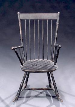 Furniture: Windsor Chair-Rocking; Rod-Back, Bamboo Turned Stiles ...