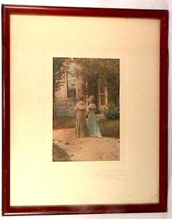 Hand-Colored Photograph; Higgins (Charles R), Girls by Church, 12 inch.