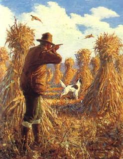 Foster, William Harnden; Oil on Canvas Painting, signed, Bird Hunter & Dog.