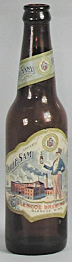 Beer Bottle; Uncle Sam Beer, Glencoe Brewing, Paper Label.
