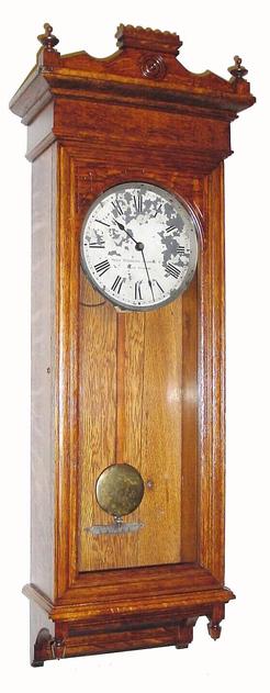Regulator Clock; Self Winding Clock Co, No 8, Oak, 42 inch.