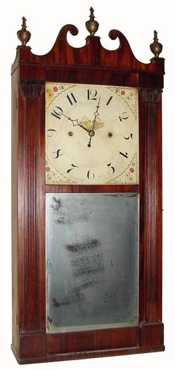 Shelf Clock; Jerome, Thompson & Co, Pilaster & Scroll, 30-Hour, 35 inch.