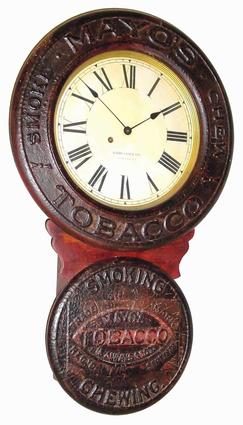 Advertising Clock; Baird Clock Co, Mayo Tobacco, Smoke & Chew, 31 inch.