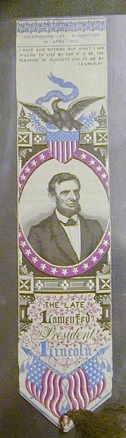 Stevengraph; Lincoln, Memorial Ribbon, The Late Lamented President ...