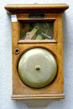Alarm; Gamewell, Excelsior Gong, Oak Case, Brass Bell, 16 inch.