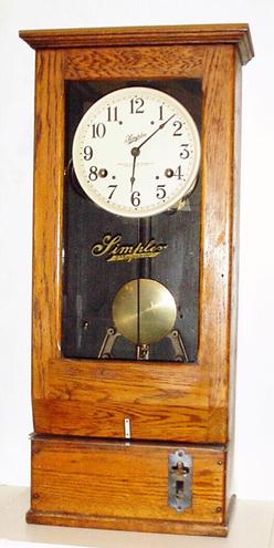 Time Clock; Simplex, Time Recorder, Oak, 31 inch.