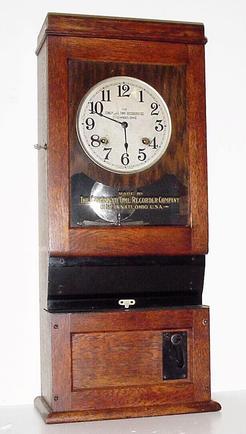 Time Clock; Cincinnati Time Recorder, Oak, 33 inch.