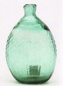 Flask; Pitkin Type, Midwest, 30 Ribs-Right, Sea Green, 5 inch.