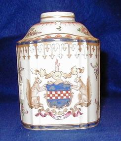 Porcelain; Samson, Armorial, Tea Caddy, 3-Sided, Enamel Flowers, Gilt ...
