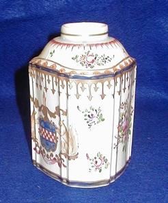 Porcelain; Samson, Armorial, Tea Caddy, 3-Sided, Enamel Flowers, Gilt ...
