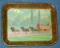 Tray-Serving; Anheuser-Busch, BEVO Beverage, Wood Grain Border, 13 inch.