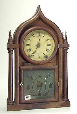 Shelf Clock; Brewster & Ingraham, Onion Top, 8-Day, Mahogany, 20 inch.