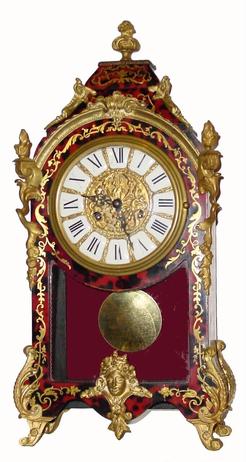 Mantel Clock; Italian, Reproduction of French Boulle, 23 inch.
