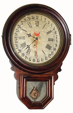 Calendar Clock; Ingraham, Dew Drop, 8-Day, Rosewood, 24 inch.
