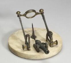 Sundial; Noon Signal, Brass Cannon, Marble Base, French, 8 inch.