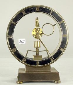 Skeleton Clock; Kundo, Electric & Battery, Brass, 10 inch.