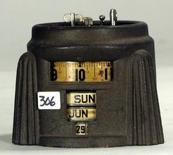 Desk Clock; Kal Klok, 4 Dials, Metal, 5 inch.