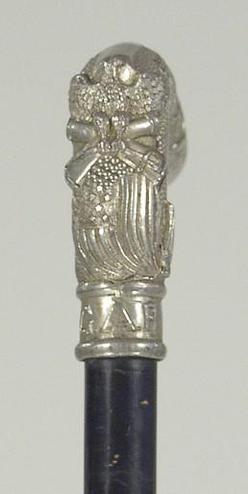 Cane; GAR, Eagle/Crossed Cannons Handle, Ebonized Shaft, 34 inch.