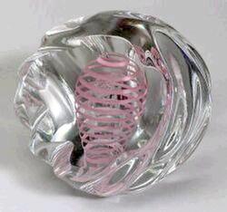 Paperweight; Duman (Neil), Magnum Glass, Air Ring with Pink Latticinio ...