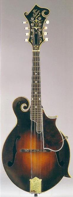 Strings; Mandolin, Gibson, Style F5, 1924, Case, Lloyd Loar.