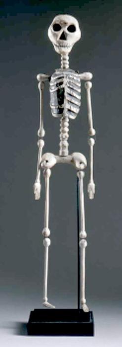 Marionette; Skeleton, Full Body, Clay Head, Wood Body, 25 inch.