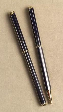 Ball Pen (2); Givenchy, Blue, Gold Stripes.