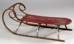 Sled; Paris Mfg, Paint Decorated, Snow Fairy, Bentwood Runners, No 82 ...